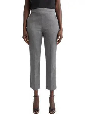 St. John Stretch Twill Crop Pants - Medium Grey Melange