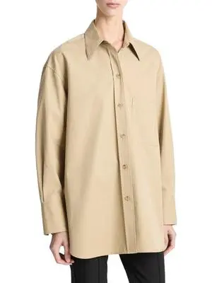 Vince Oversized Cotton Button-up Shirt - Cobble Stone
