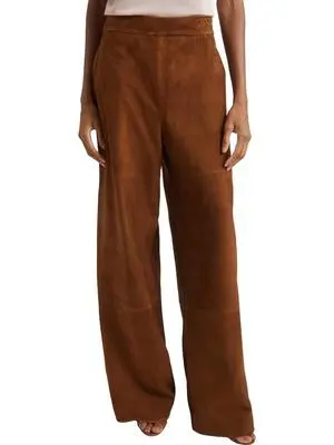 ST. JOHN Suede Wide Leg Pants