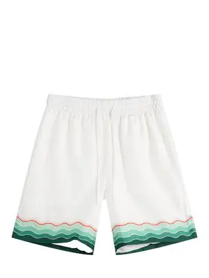 Casablanca Silk Twill Montagne Drawstring Shorts - White