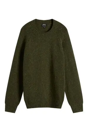 A.p.c. Harris Donegal Crew Neck Jumper - Dark Green