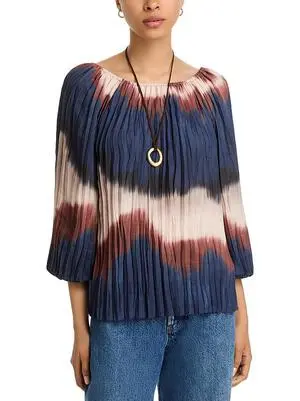 Bella Dahl Pleated Three Quarter Sleeve Blouse - Midnight Tides