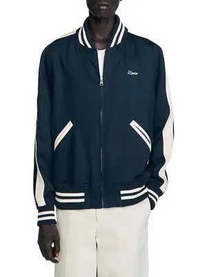 Sandro Zip Varsity Jacket - Navy Blue