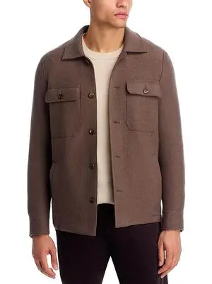 Eleventy Boiled Wool Overshirt - Heather Brown