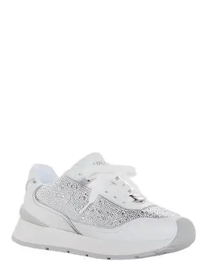 Versace Crystal-embellished Sneakers - White/silver