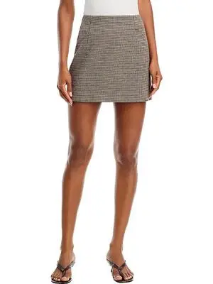 French Connection Houndstooth Mini Skirt - Brown Multi