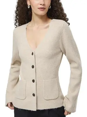 French Connection Ellie V-neck Knit Cardigan - Oatmeal