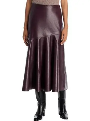 French Connection Kayleigh Faux Leather Midi Skirt - Bordeaux