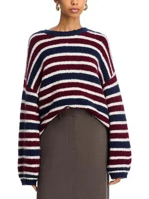 French Connection Chunky Knit Sweater - Cabernet/royal Blue