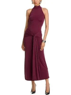 Bardot Isadora Tie Front Dress - Deep Plum