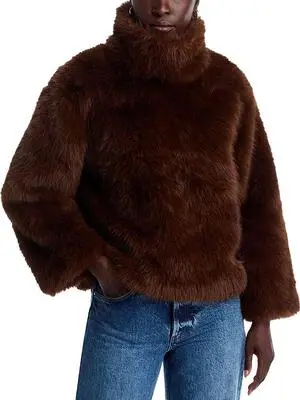 Bardot Renata Faux Fur Pullover - Chocolate
