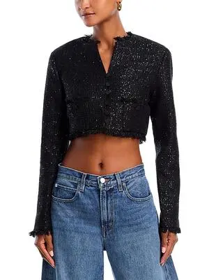 Bardot Karoline Sequin Boucle Top - Black