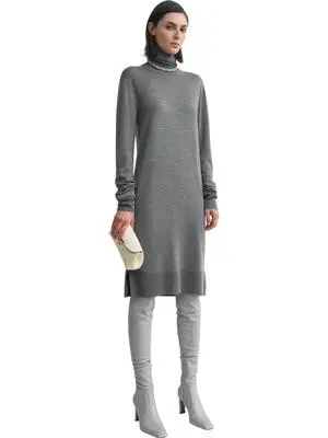 TOTEME Knee-Length Merino Wool And Silk Dress Mid Grey Melange
