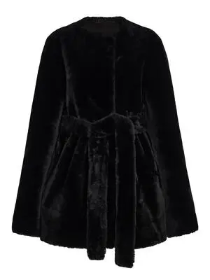 TOTEME Belted Shearling Jacket Black