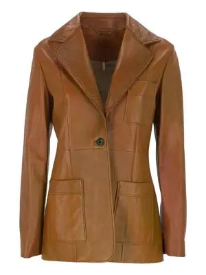 Chloé Patch-pocket Leather Jacket - Brown