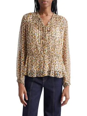 Ulla Johnson Robbie Print Silk Top - Swan