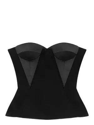 Versace Satin-paneled Bustier Top - Black