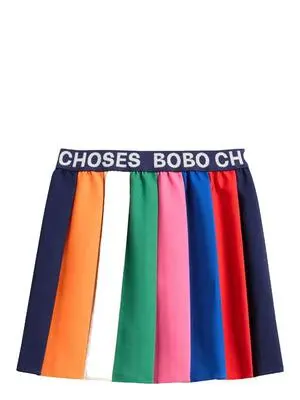 BOBO CHOSES Pleated Colorblock Skirt - Blue Multi Color