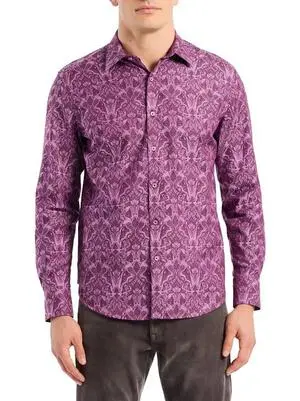 Robert Graham Highland Stretch Cotton Button-up Shirt - Berry