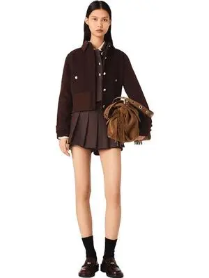 Maje Short Cropped Jacket - Brown