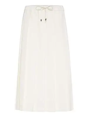 Brunello Cucinelli Techno Virgin Wool-blend Track Skirt - White