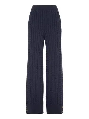 Brunello Cucinelli Cashmere Cable-knit Trousers - Blue