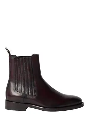 Brunello Cucinelli Burnished Leather Chelsea Boots - Red
