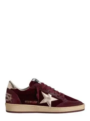 GOLDEN GOOSE Ball Star Velvet Sneakers - Red