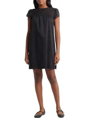 Charles Henry Pintuck Cotton Mini Dress Black