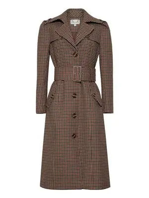 Cara Cara Houndstooth Plaid Belted Trench Coat Dante Plaid