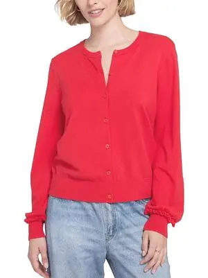 ELLE COLLECTION Fine Gauge Lightweight Cardigan - Red Amour