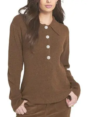 ELLE COLLECTION Fuzzy Knit Jumper - Dark Brown