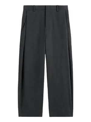 Cos Wide-leg Pleated Cotton Trousers - Black