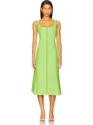 LA LIGNE Tea Length Dress With Trim Detailing - Parrot Green