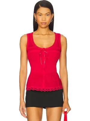GUIZIO Lillie Pintuck Top - Red Love