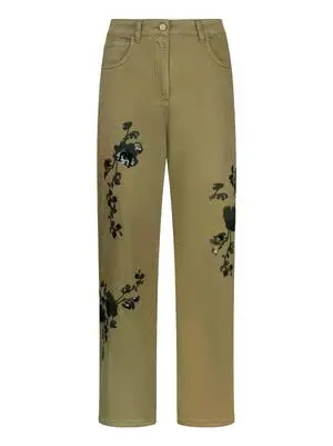 Liu Jo Floral-embroidered Flared Jeans - Green