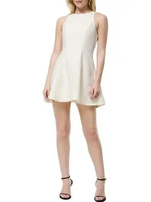 French Connection Sleeveless Taffeta Fit & Flare Minidress - Porcelain Cream