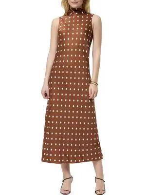 French Connection Ennis Sleeveless Satin Midi Dress - Cafe Brown/porcelain Cream