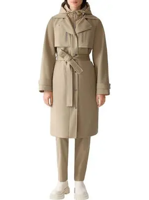Mackage Siobhan Down Trench Coat With Removable Bib - Light Camel