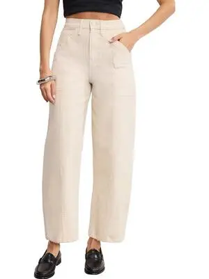 Good American Cropped Barrel Leg Pants - Canvas