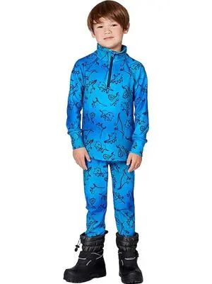 DEUX PAR DEUX Two-piece Thermal Underwear Set Dinosaur - Blue Gradient