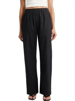 ARTLESS FOREVER Pull-On Linen & Cotton Wide Leg Pants Black