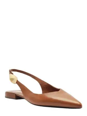 AREZZO Farrah Pointed Toe Slingback Flat Warm Caramel