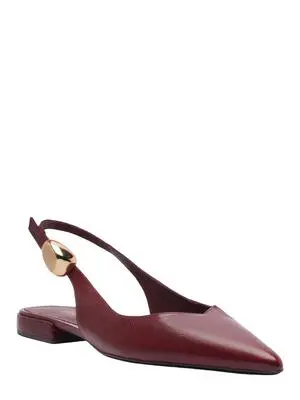 AREZZO Farrah Pointed Toe Slingback Flat Wine Berry