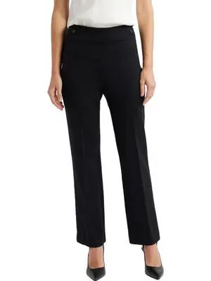 Anne Klein Side Tab Pull-on Straight Leg Trousers - Anne Black