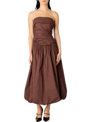 NIA Freya Strapless Dress Chocolate