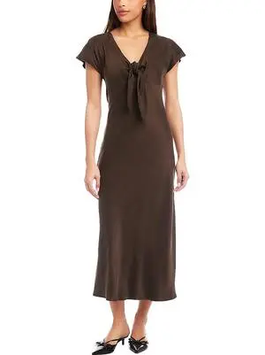 Fifteen Twenty Emmeline Tie Front Dress - Brown