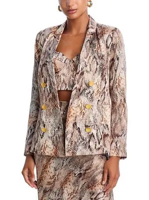 L'Agence Colin Double-breasted Silk Blazer - Tan Multi
