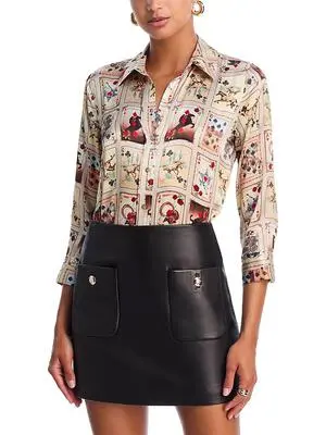 L'Agence Dani Printed Silk Blouse - Tan Multi