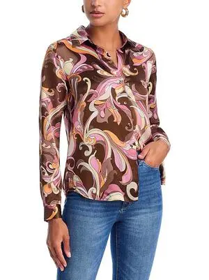 L'Agence Tyler Silk Blouse Prown/pink Paisley
